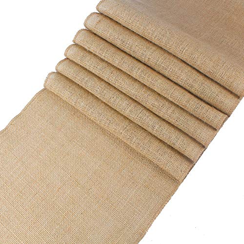 MDS Pack of 10 Pieces Wedding 12 x 108 inch Natural Burlap Table Runner, Rustic Farmhouse Jute Country Vintage Jute Burlap Roll for Wedding and Home Decor, Coffee, Tea, & Outdoor Tables - Natural