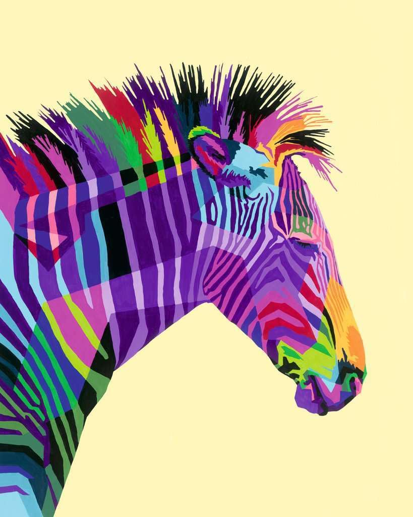 Ravensburger CreArt Funky Zebra Paint by Numbers for Adults 12 Years Up - Painting Arts and Crafts Set - Home Decor Accessories