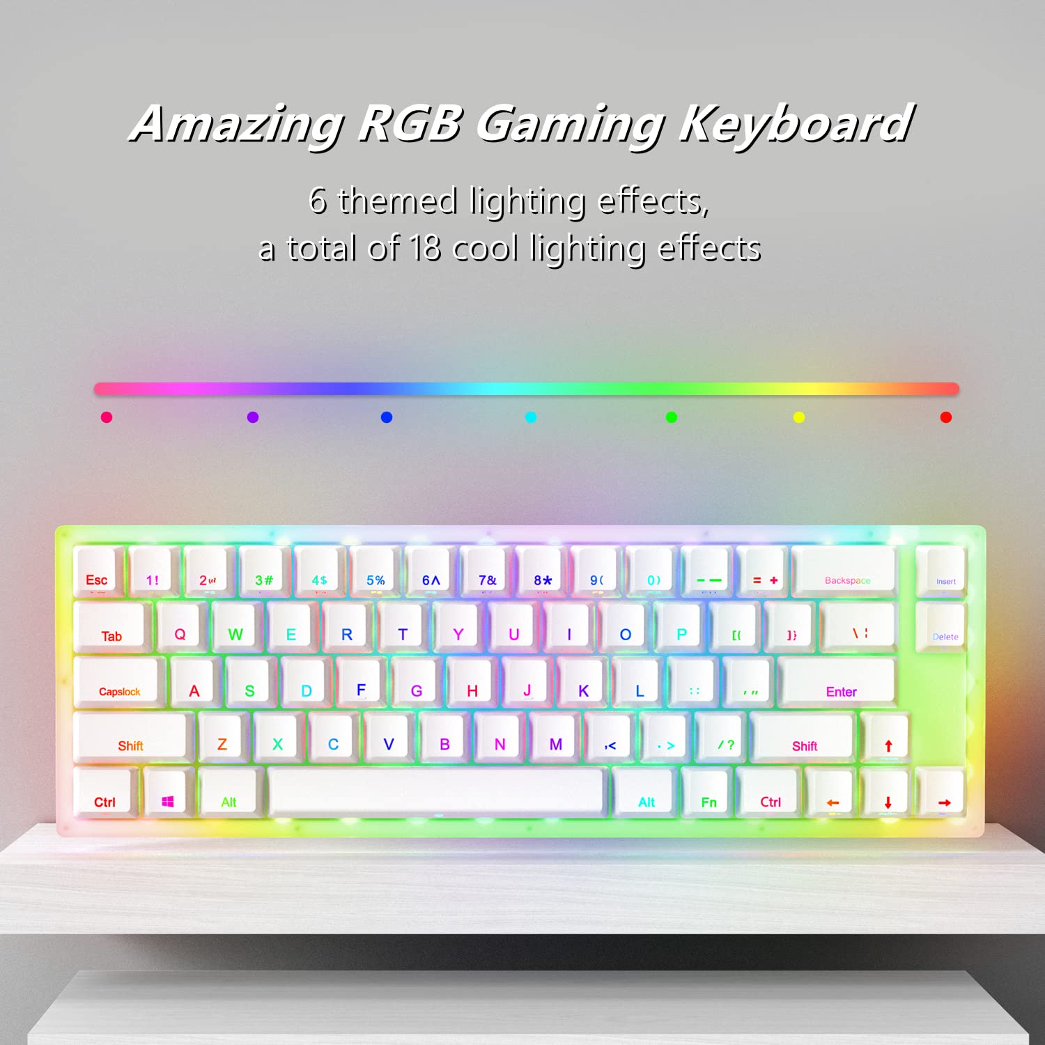 Womier K66 60% Percent Mechanical Keyboard, Hot Swappable Wired RGB Backlit Keyboard, Gateron Switch Acrylic Gaming Keyboard for PC PS4 Xbox, Red Switches