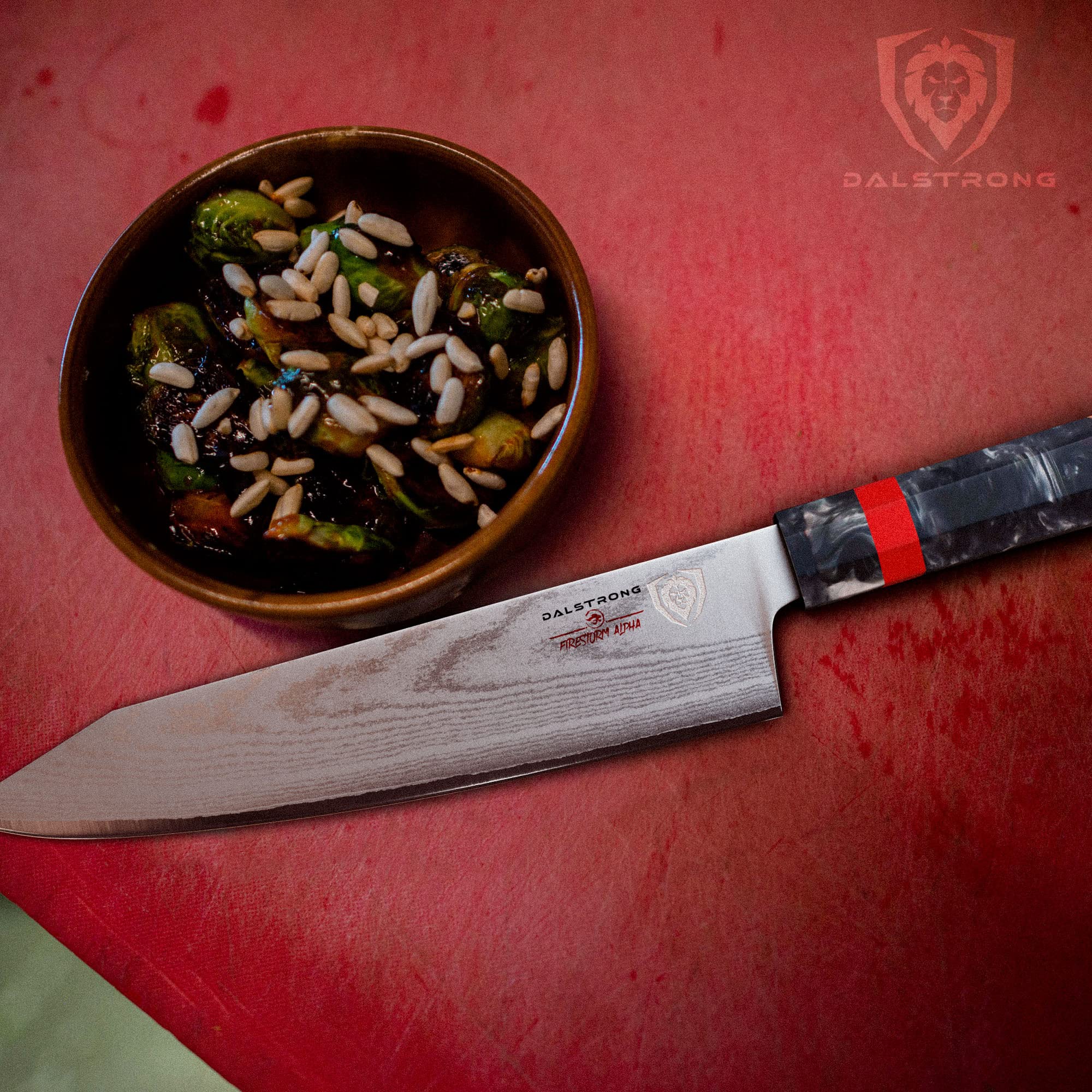 Dalstrong Chef Knife - 8 inch - Firestorm Alpha Series - Premium 10Cr15CoMoV High-Carbon Steel - Traditional Japanese Wa Stabilized Wood & Resin Handle - Kitchen Knife - Chef's Knife - w/Sheath