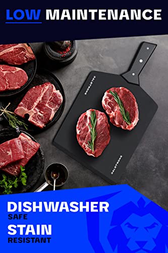 DALSTRONG Cutting & Serving Board - Black Wood-Fibre Cutting Board - Non-Slip Feet - The Infinity Series - G10 Handle - Obsidian Black - Medium Size (9" x 11")