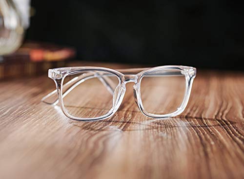 COASION Clear Glasses for Women Men Square Frame Fake Non-prescription Eyeglasses (Transparent)