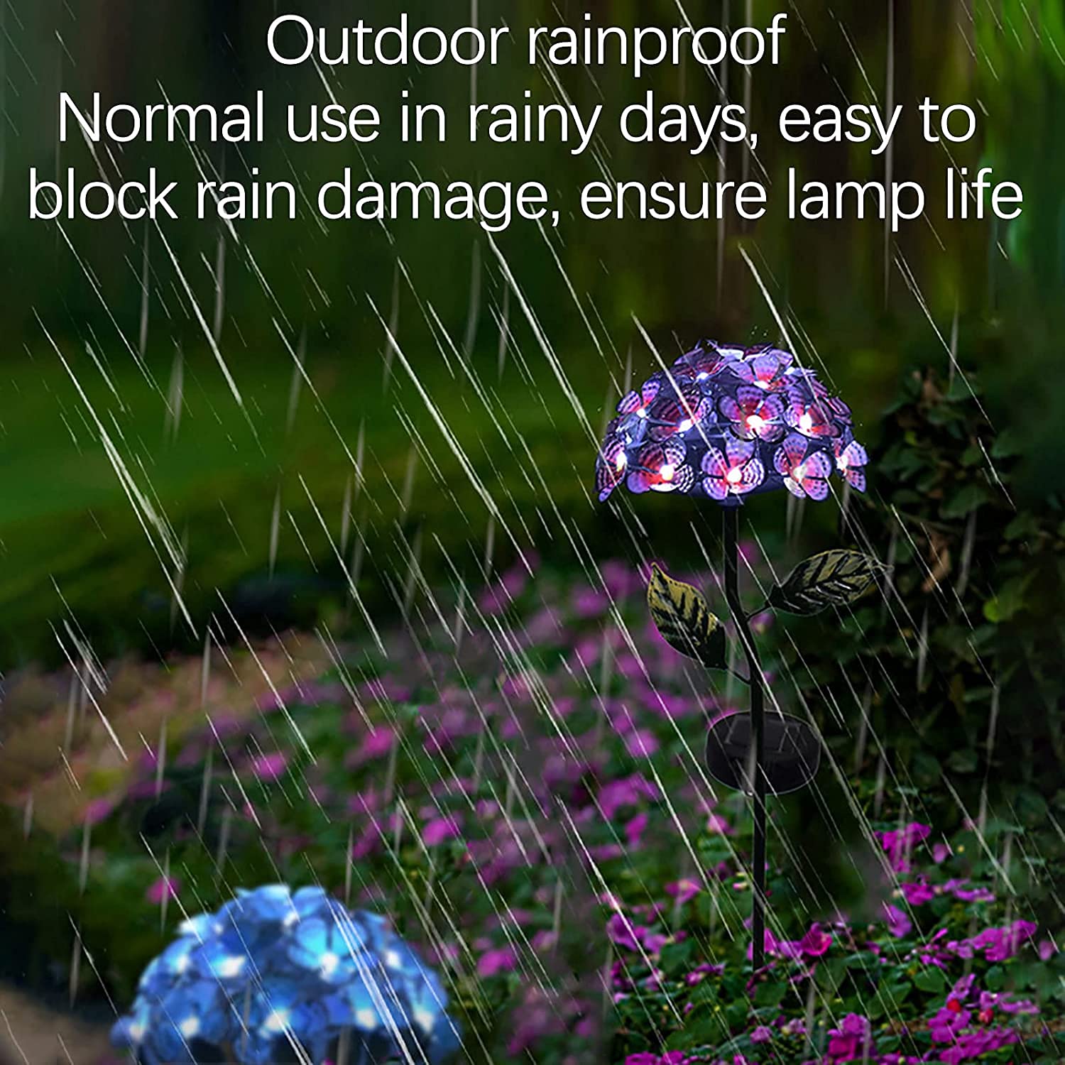 WONFAST Solar Hydrangea Lantern Garden Light, 26LED Solar Metal Artificial Hydrangea Flowers Landscape Lamp Ground Stake Lights for Outdoor Home Courtyard Wedding Party Christmas Decorations (Blue)
