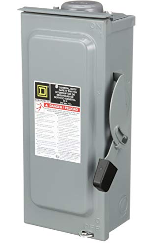 Square D - D322NRB General Duty Safety Switch, Gray, Small, Fusible, 60-Amp, 240V, 3-Pole, 15 HP, Outdoor, W/Neutral
