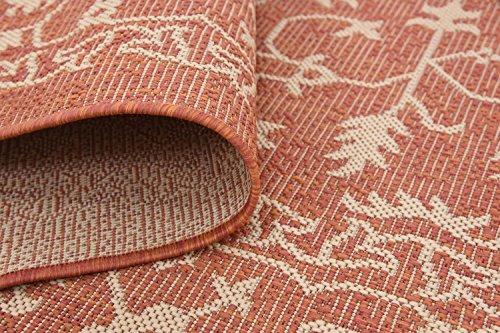 Unique Loom Outdoor Botanical Collection Area Rug - Allover (7' 1" x 10' Rectangle, Terracotta/ Beige)