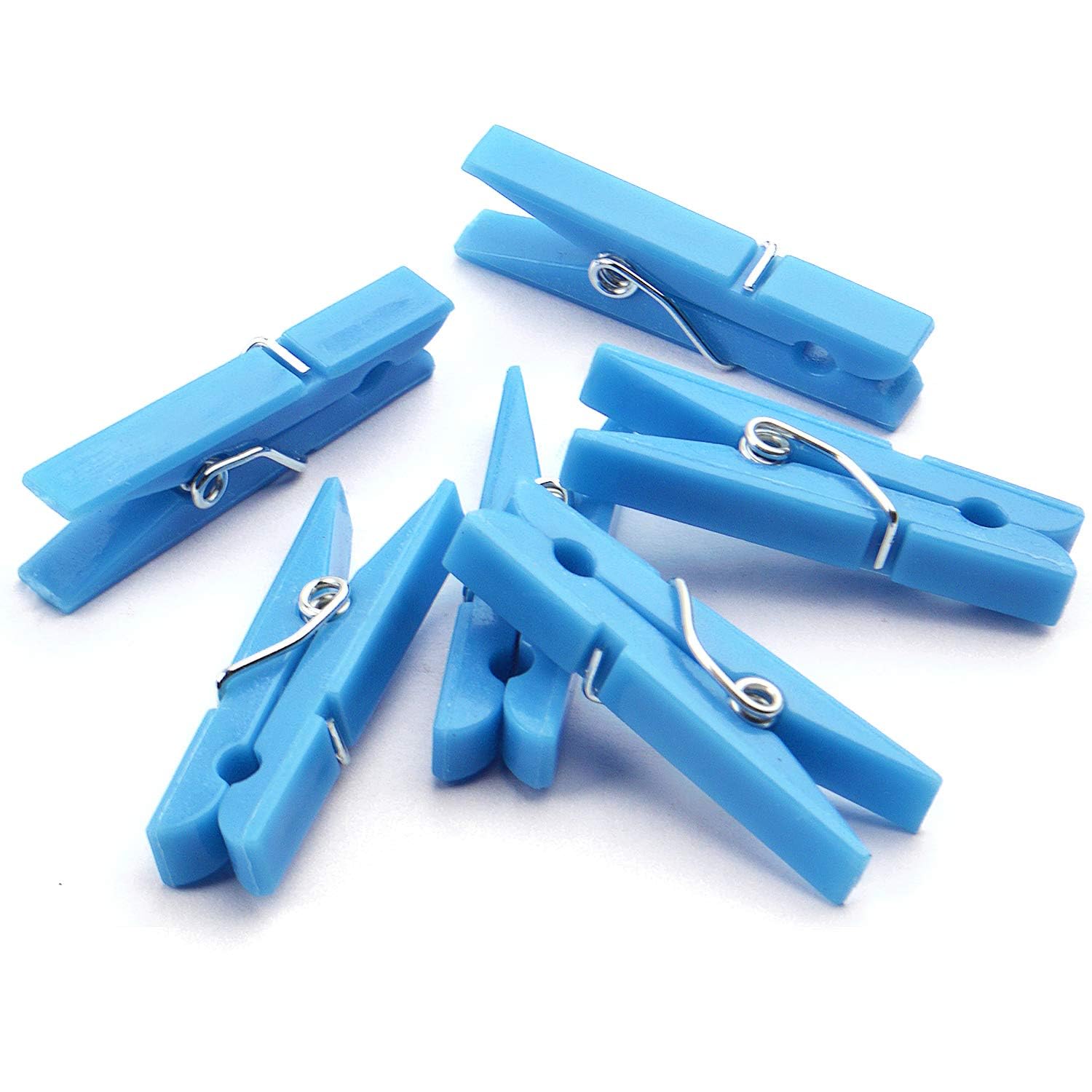 Jdesun 50 Pieces Photo Clips,Mini Plastic Picture Paper Clip Clothespins Peg for Office,Home,Arts(Blue)