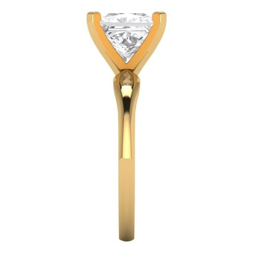 Clara Pucci 2.50ct Princess Cut Solitaire Moissanite Excellent Engagement Bridal Promise Anniversary Ring 18K Yellow Gold Size 5.75