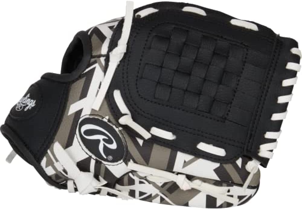 Rawlings Remix Series Youth 9" Tball Glove (Right Hand Throw), 24" Tball Bat & Tball Backpack Bag Set (Black/White/Silver)