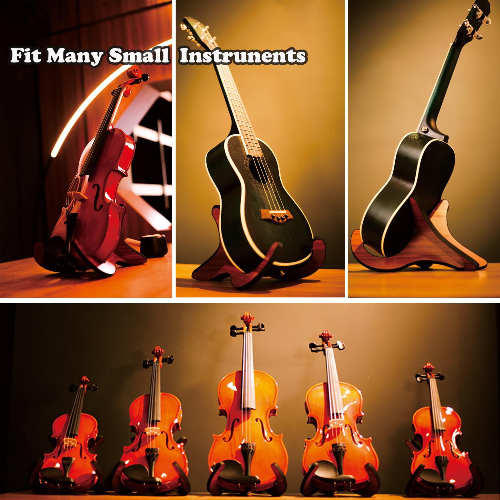 Wood Ukulele Stand,Instrument Stand,Folding Portable Stand for Mandolins&Violins&Banjo,Perfect stability for the smaller Music Instrument