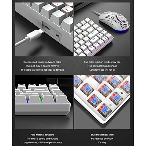 EXHNLE RGB Rainbow Gaming Keyboard and Mouse Combo, 84 Keys Backlit Computer Keyboard with Gaming Mouse, USB Wired Set for PC Gamer Laptop Work (Color : Black)