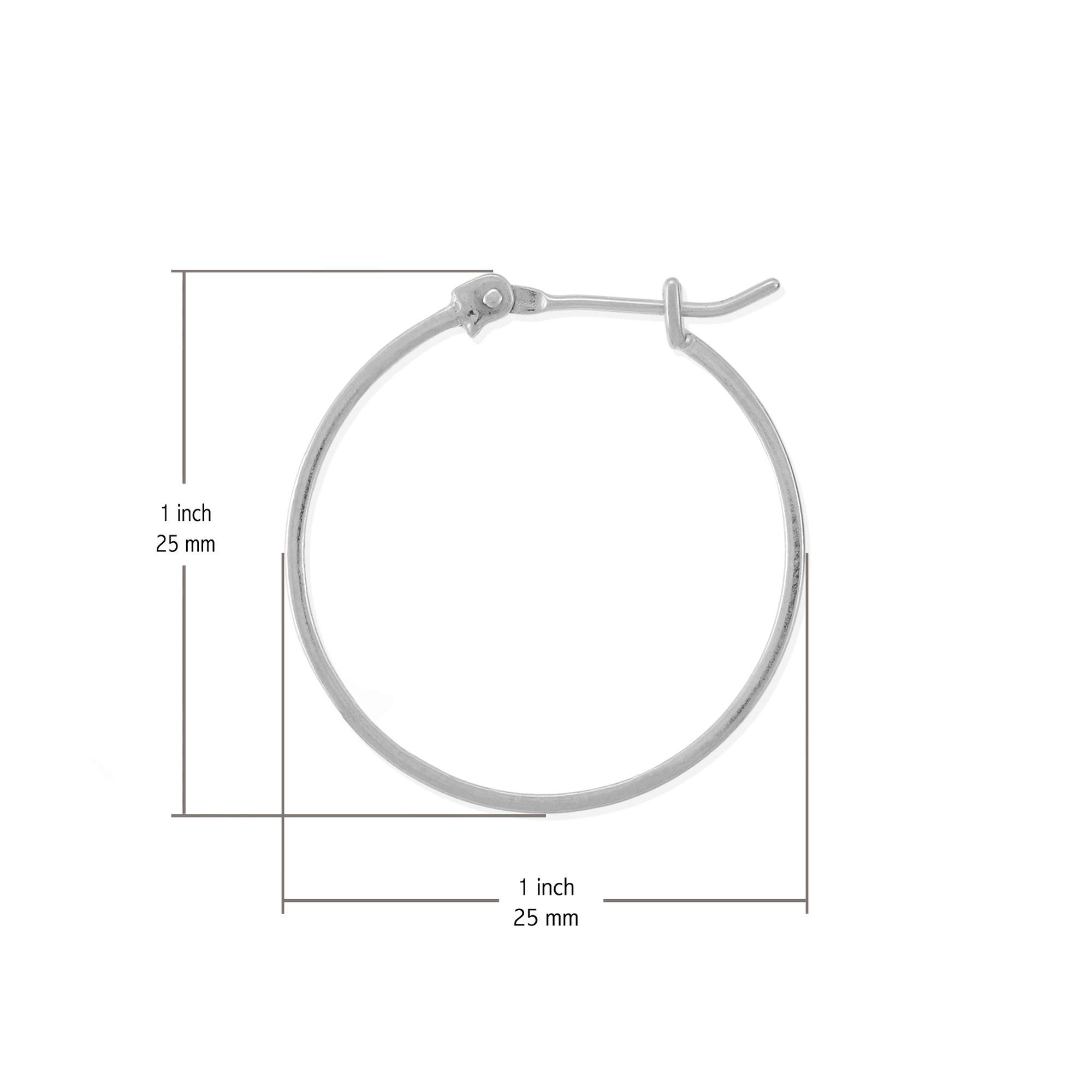 Boma Jewelry Sterling Silver 1 Inch Classic Snap Down Closure Hoop Earrings