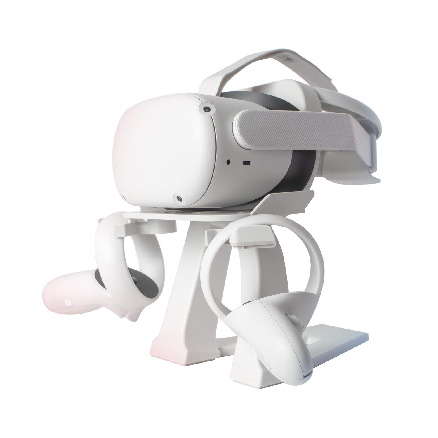 VR Headset Stand and Controller Holder for Quest 2/Rift S/HTC Vive/Vive Pro/Elite/Valve Index/HP Reverb G2, Controller Holder for Touch/Valve Knuckles/Vive (White)
