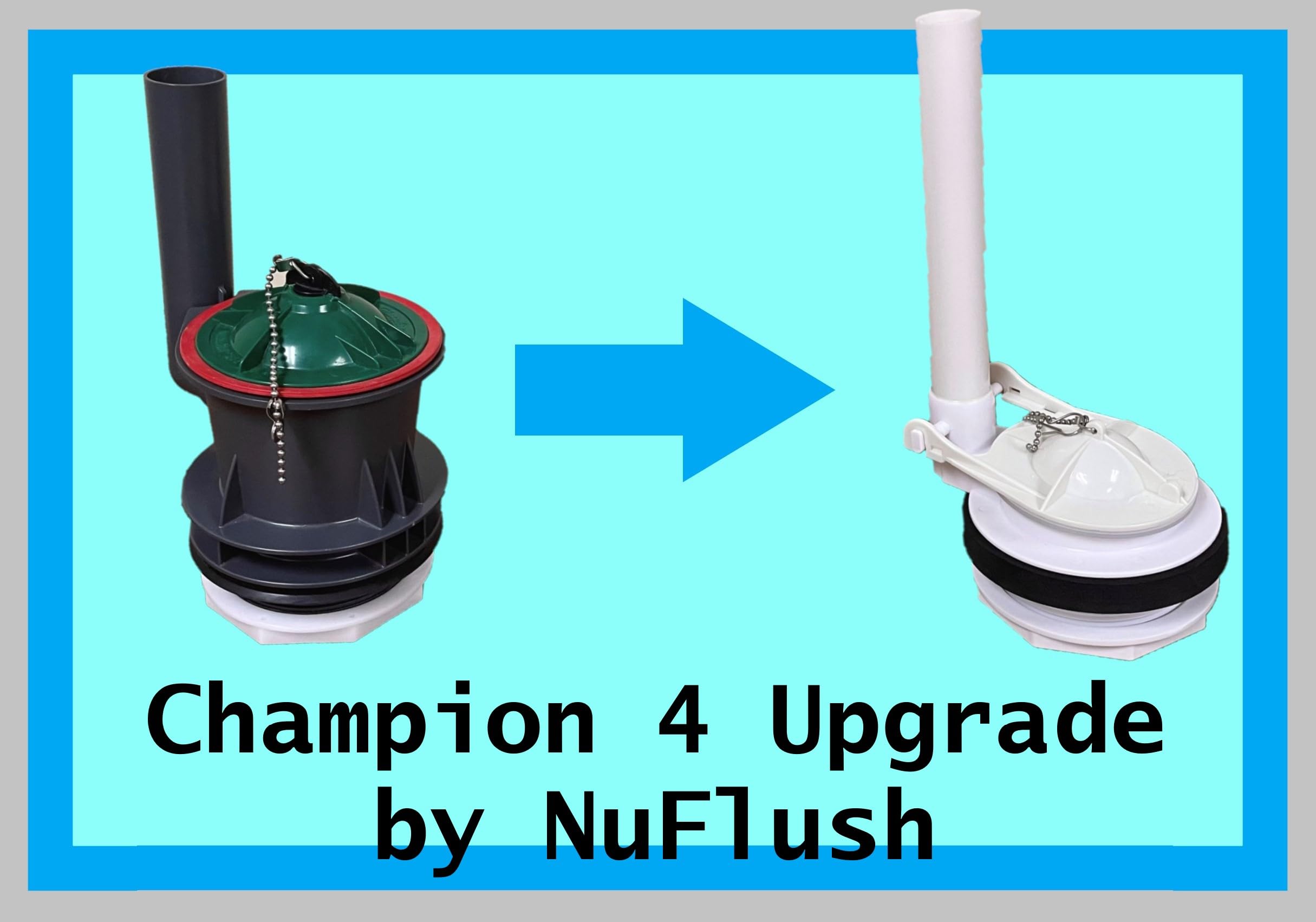 Champion 4 Two Piece Toilet Replacement Flush Valve With Overflow Extension Tube by NuFlush fits American Standard 3174.002-0070A