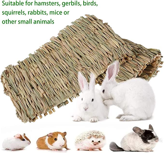 QHZAHNG Bunny Grass House,Natural Handmade Edible Foldable Comfortable Grass nest for Rabbits,Bunny, Guinea Pig, Little Animals, Play Paradise Grass Nest。 (B)