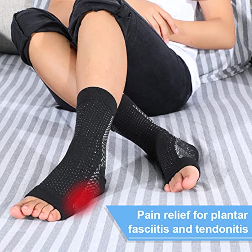 Plantar Fasciitis Support Brace, Night Splint and Compression Socks Kit Orthotics Drop Foot Brace Day and Night with Stretching Straps for Pain Relief