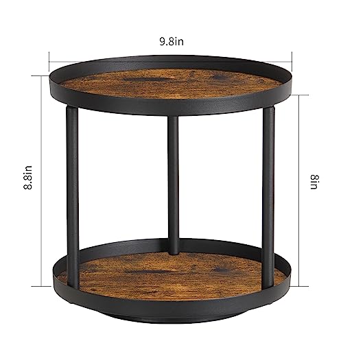 Giikin Countertop Shelf Organizer, 2 Tier Kitchen Spice Rack Organizer, 2 Tier Lazy Susan Organizer, 2 Tier Spice Turntable Organizer(Rustic Brown)