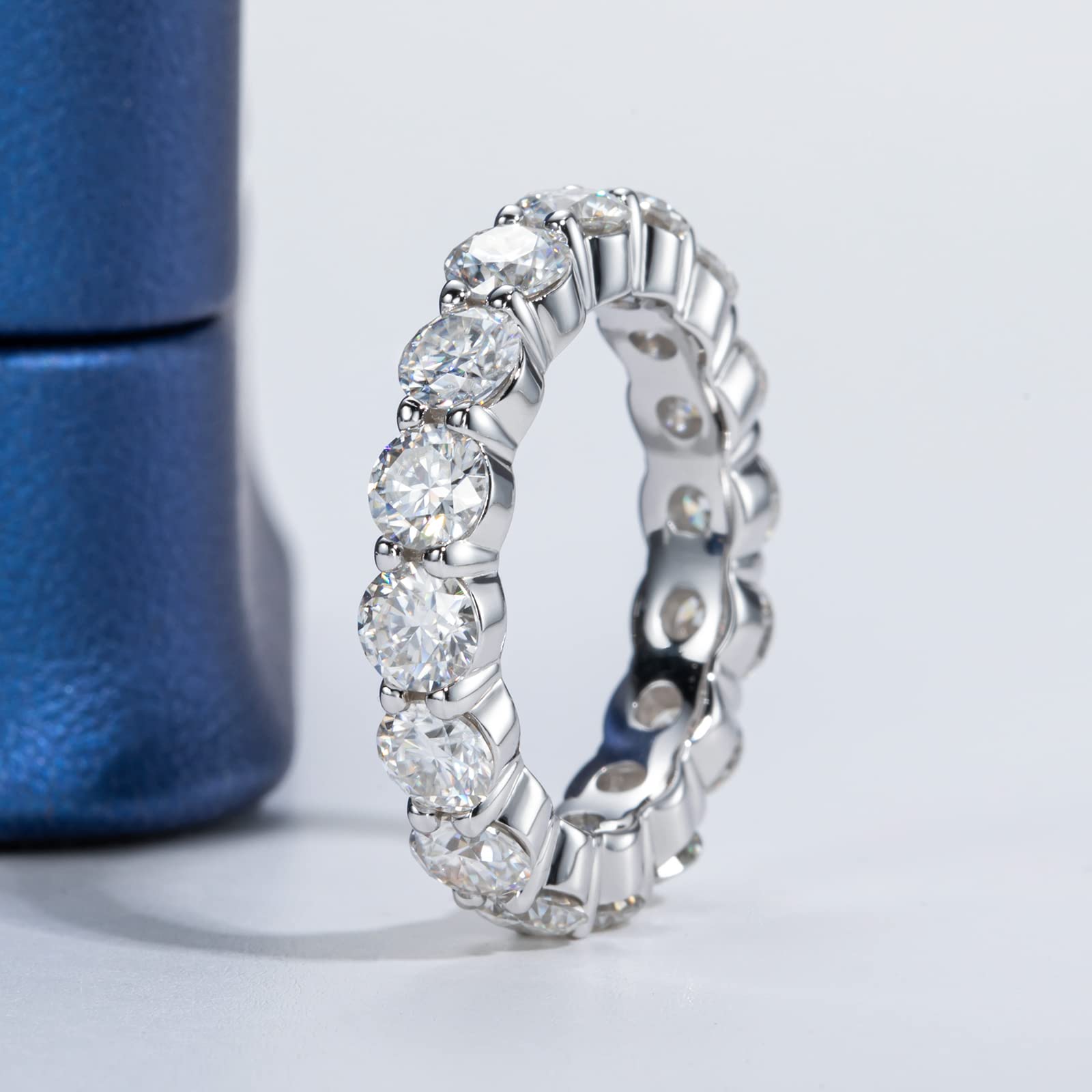 Catfoony 5cttw Moissanite Eternity Ring, D Color Lab Created Diamond Sterling Silver Eternity Wedding Band Ring for Women (10)
