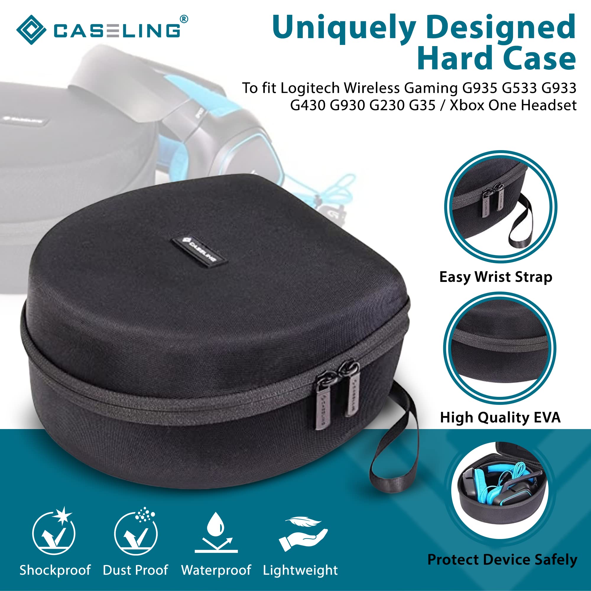 caseling Hard CASE fits Logitech Wireless Gaming Headset G935, G533, G933, G930, Wireless Gaming Headset Headphone. & Xbox One Stereo Headset