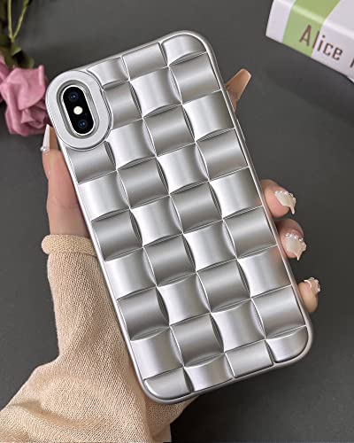 Ginkgonut Compatible with iPhone X/XS Case for Women/Girls, Cute 3D Laid Desgin Soft Silicone Shockproof Raised Bumper Corners Case for iPhone X/XS(Silver)