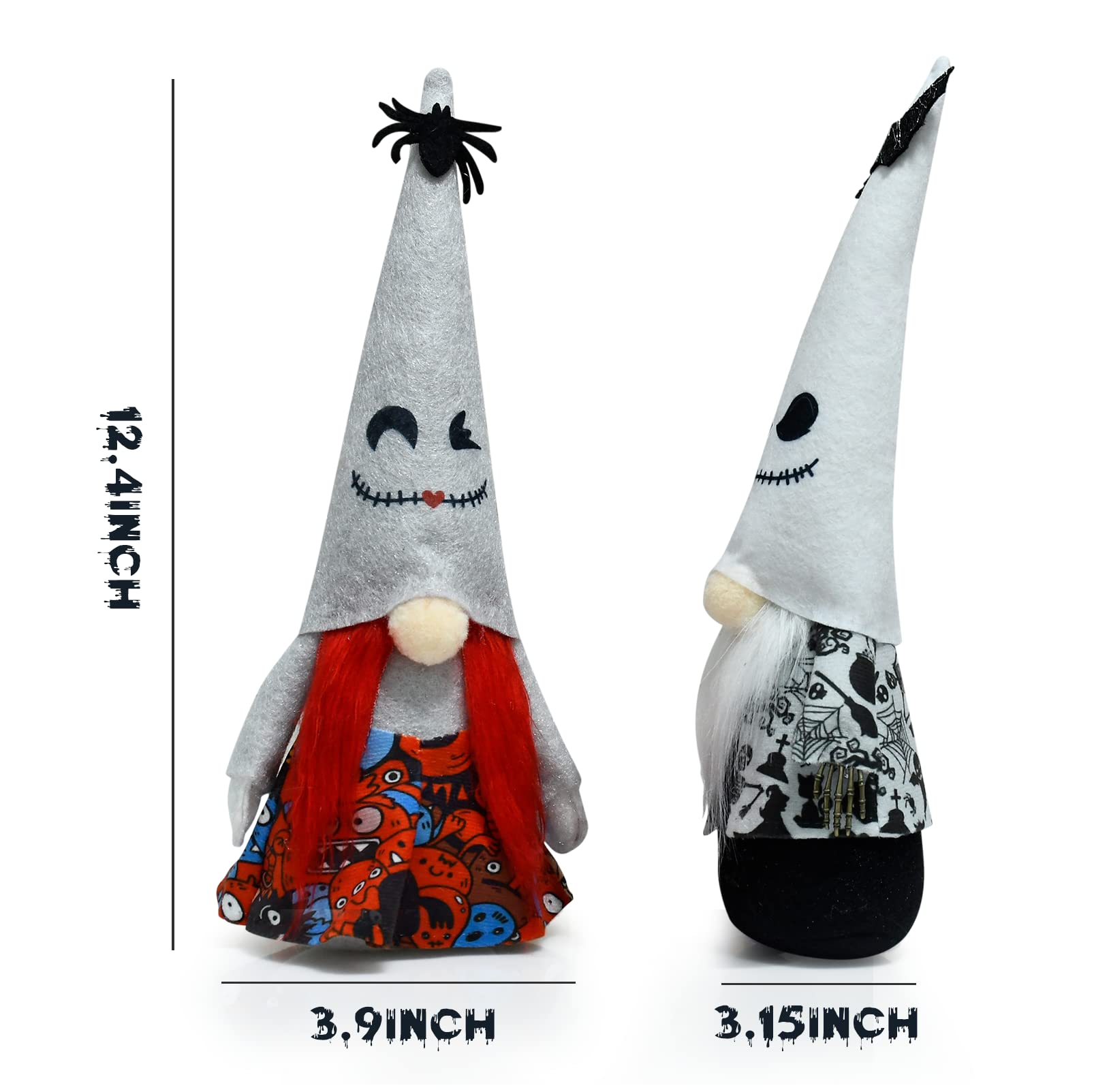 BORN FAIR Halloween Gnomes Plush,2PCS Handmade Scandinavian Tomte for Halloween Table Ornament, Tiered Tray Decor,Halloween Home Decor