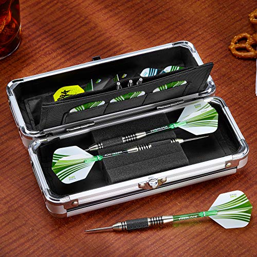 Casemaster Sole Aluminum Slim Profile Dart Case Holds 3 Steel Tip and Soft Tip Darts with Enough Space to Keep Flights in Shape, Features Built-In Pockets for Other Accessories,Black
