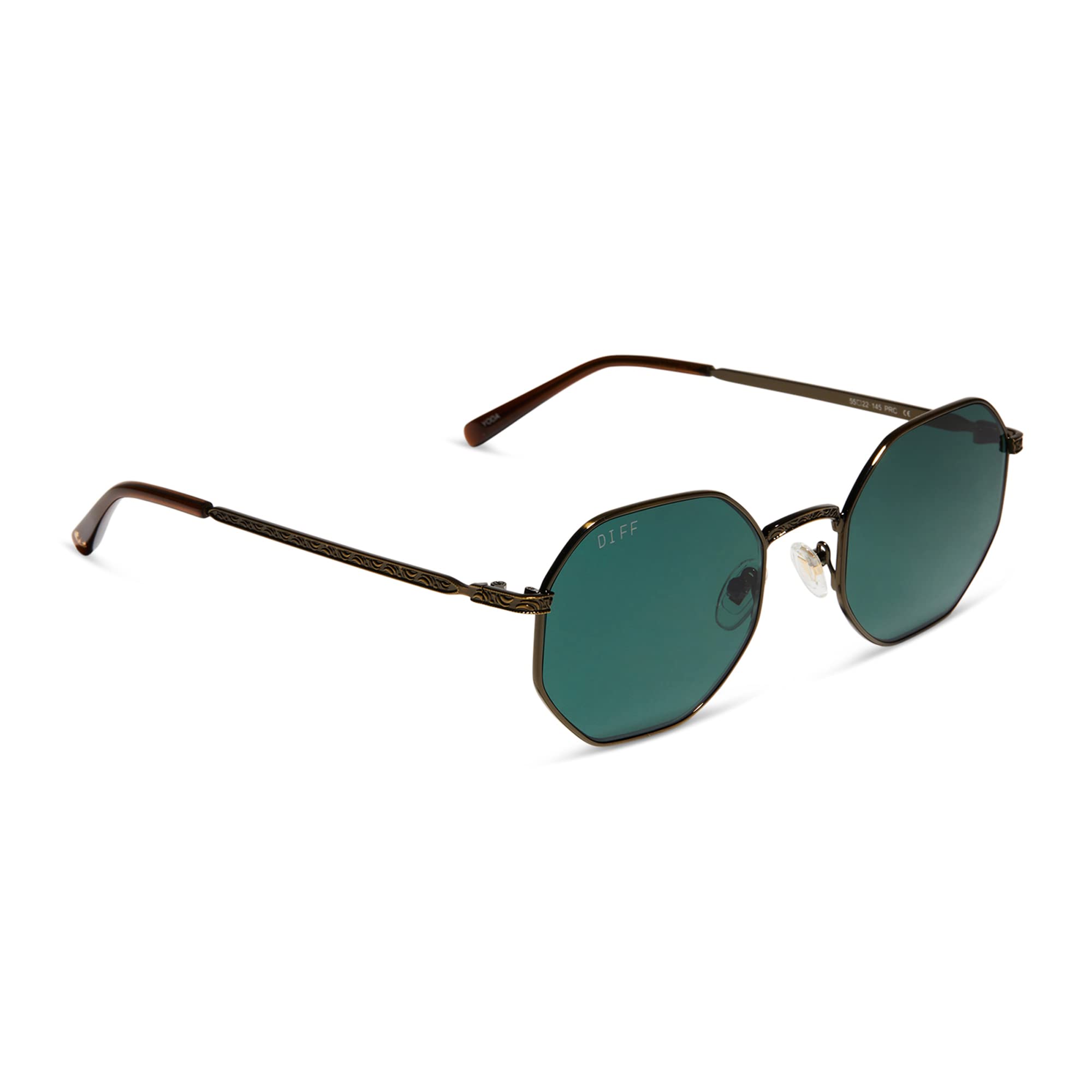 DIFF Star Wars Master Yoda Dagobah Geometric Aviator Sunglasses for Men and Women UV400 Protection, Brushed Gold + Green Polarized