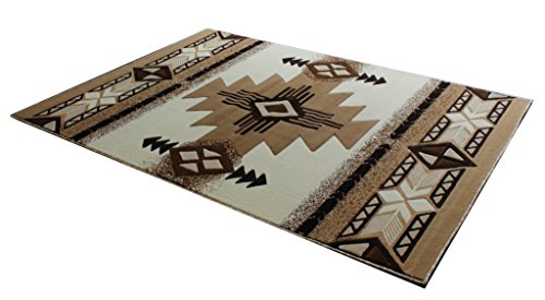 South West Native American Area Rug Design C318 Ivory (5 Feet X 7 Feet)