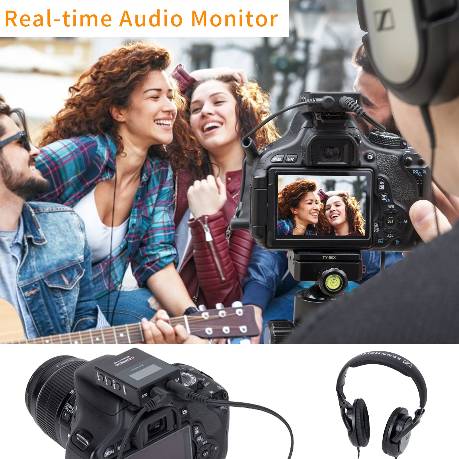 comica Vimo Q Four-Channel Mini Wireless Lavalier Microphone System with 4 Transmitters and 1 Receiver with Charging Case for Phone Video Recording Interview Youtubers Vloggers