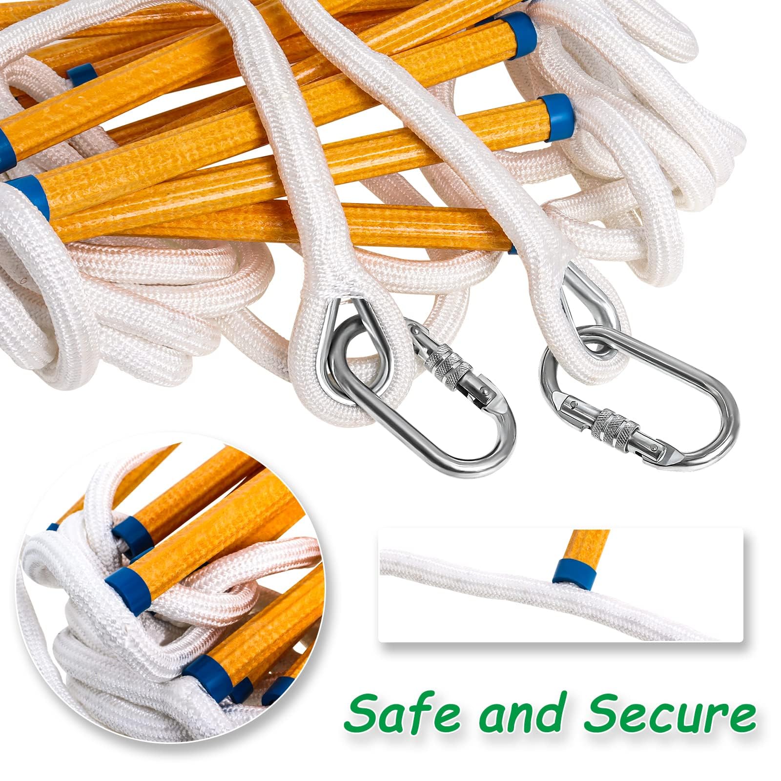 Fire Escape Ladder 2-3 Story, 16 FT Emergency Escape Ladders, ππ² ππ§ Portable Climbing Rescue Rope Ladder for 2-3 Story Home Window Balcony Railing Treehouse, Weight Capacity up to 2000 Pounds
