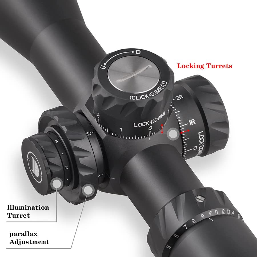 DISCOVERYOPT HD 5-30x56 FFP First Focal Plane (FFP) Rifle Scope with Red Illuminated Reticle and Parallax Adjustment High Definition Hunting Scope