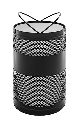 Rubbermaid Commercial Products Classic Trash Can, 51-Gallon, Stainless Steel Black, Hands-Free Indoor/Outdoor Garbage Bin for Mall/Stadium/Office/Lobby/Restaurant