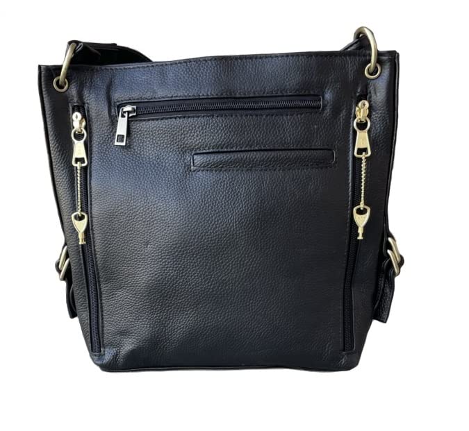 CCWBAGS Genuine Leather Satchel/Cross Body Concealed Carry Purse, Black