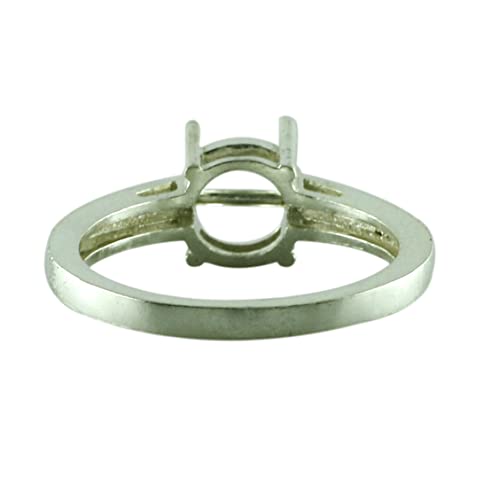 Carillon Solid 925 Sterling Silver Round 7 MM Prong Set Without Stone Solitaire Ring Semi Mount Customized Jewelry For Women (Sterling Silver, 7)