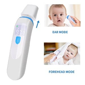 Digital Infrared Ear Thermometer for Adults and Kids Baby Babies Toddlers Forehead Fever Instant Read Basal Thermometers for Humans, Home with Fever Alarm, LED Display and Memory Function