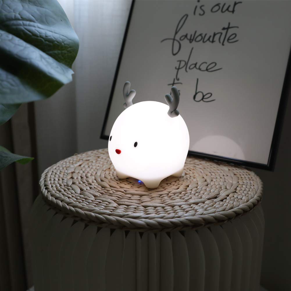 Deer Kids Night Light, Premium Silicone Nightlight for Kids, Cute and Dimmable Silicone Lamp for Soothing Bedtime Ambiance