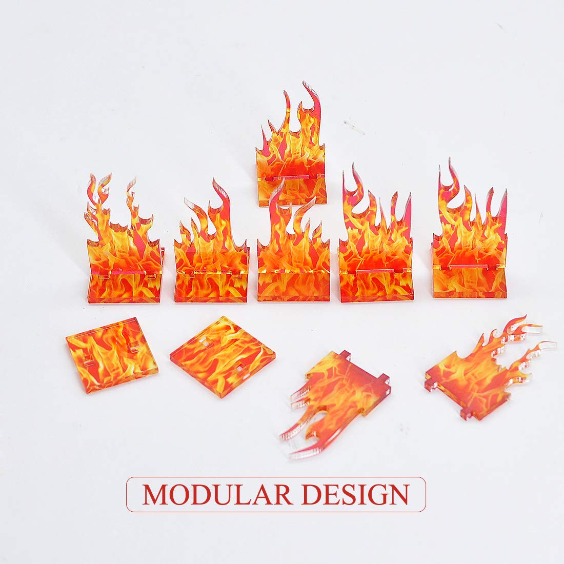 Wall of Fire Miniature (Set of 8) Spell Effects Flame Terrain for D&D, Dungeons and Dragons, Pathfinder and Other Tabletop RPG