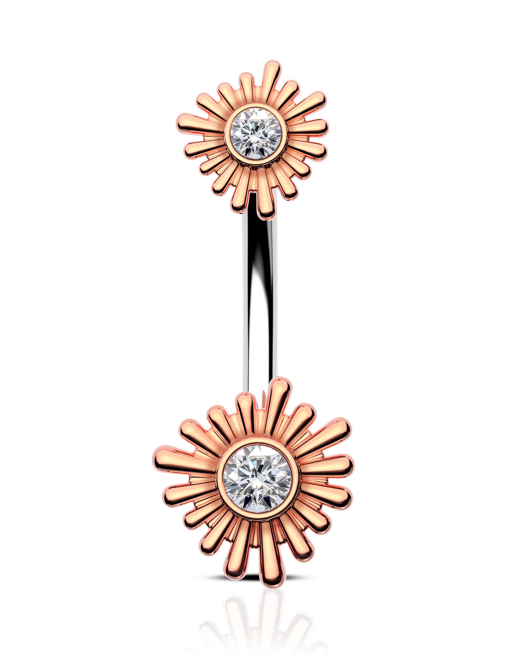 COCHARM Sun Rook Earrings 16g 18K Rose Gold Sun Piercing Jewelry 6mm Rook Barbell 6mm Short Rook Bar Cute Daith Earring Daith Rook Piercing