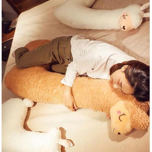 Hofun4U Llama Plush Pillow, 51 Inch Alpaca Plush Long Body Pillow, Alpaca Stuffed Animal, Christmas Holiday Birthday Gift (Brown)