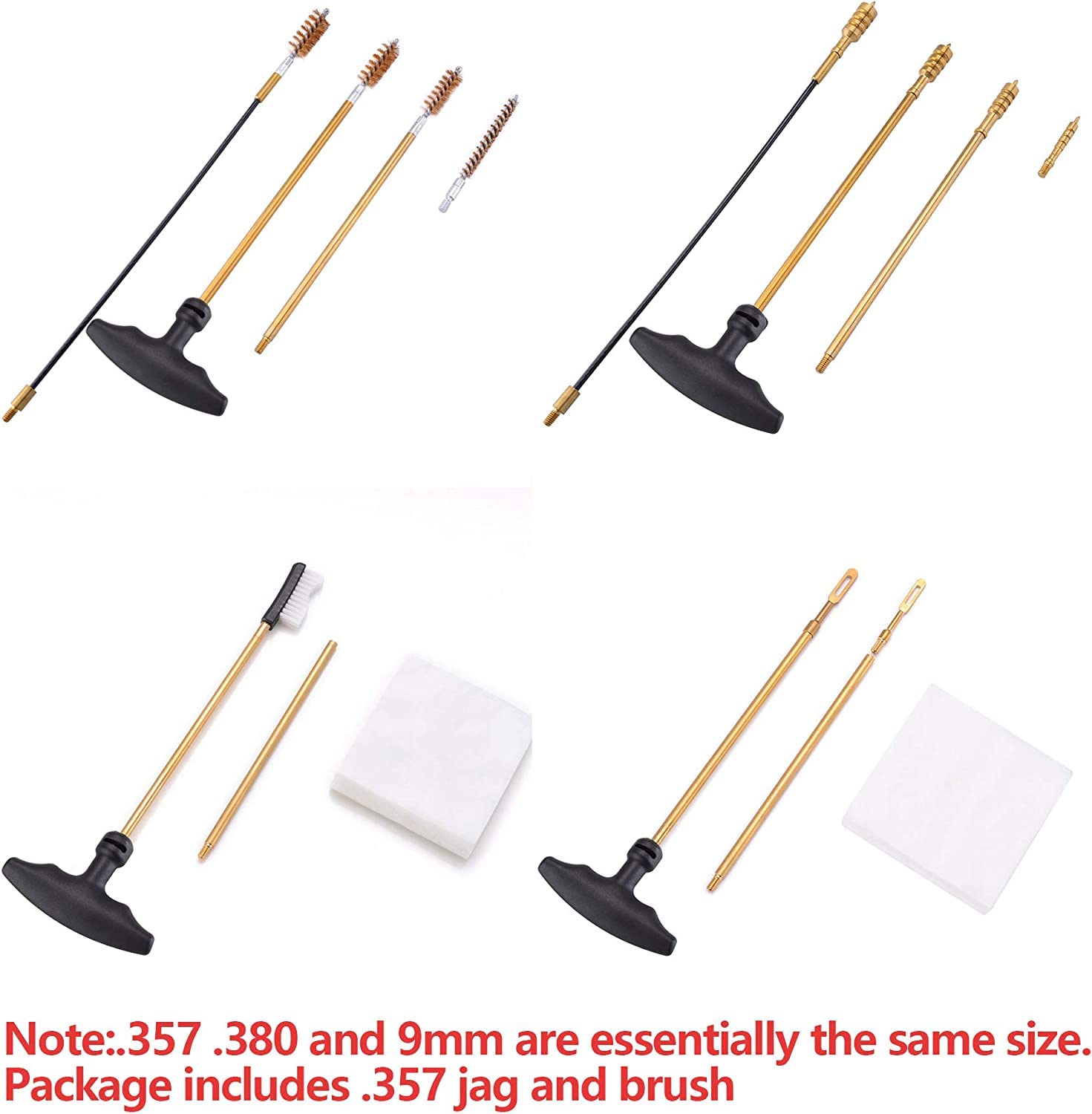 BOOSTEADY Universal Handgun Cleaning kit .22.357.38,9mm.45 Caliber Pistol Cleaning Kit Bronze Bore Brush and Brass Jag with Empty Bottles