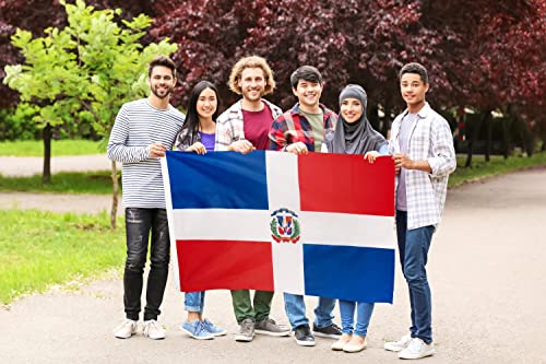 DANF Dominican Flag 3x5 Foot Polyester Bandera De Republica Dominicana National Flags Polyester with Brass Grommets 3 X 5 Ft