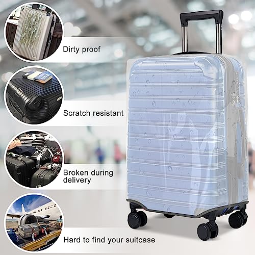Luggage Cover for Suitcase Tsa Approved,Plastic Clear Travel Suitcase Protector Cover for 20 inch lugggage,Waterproof.