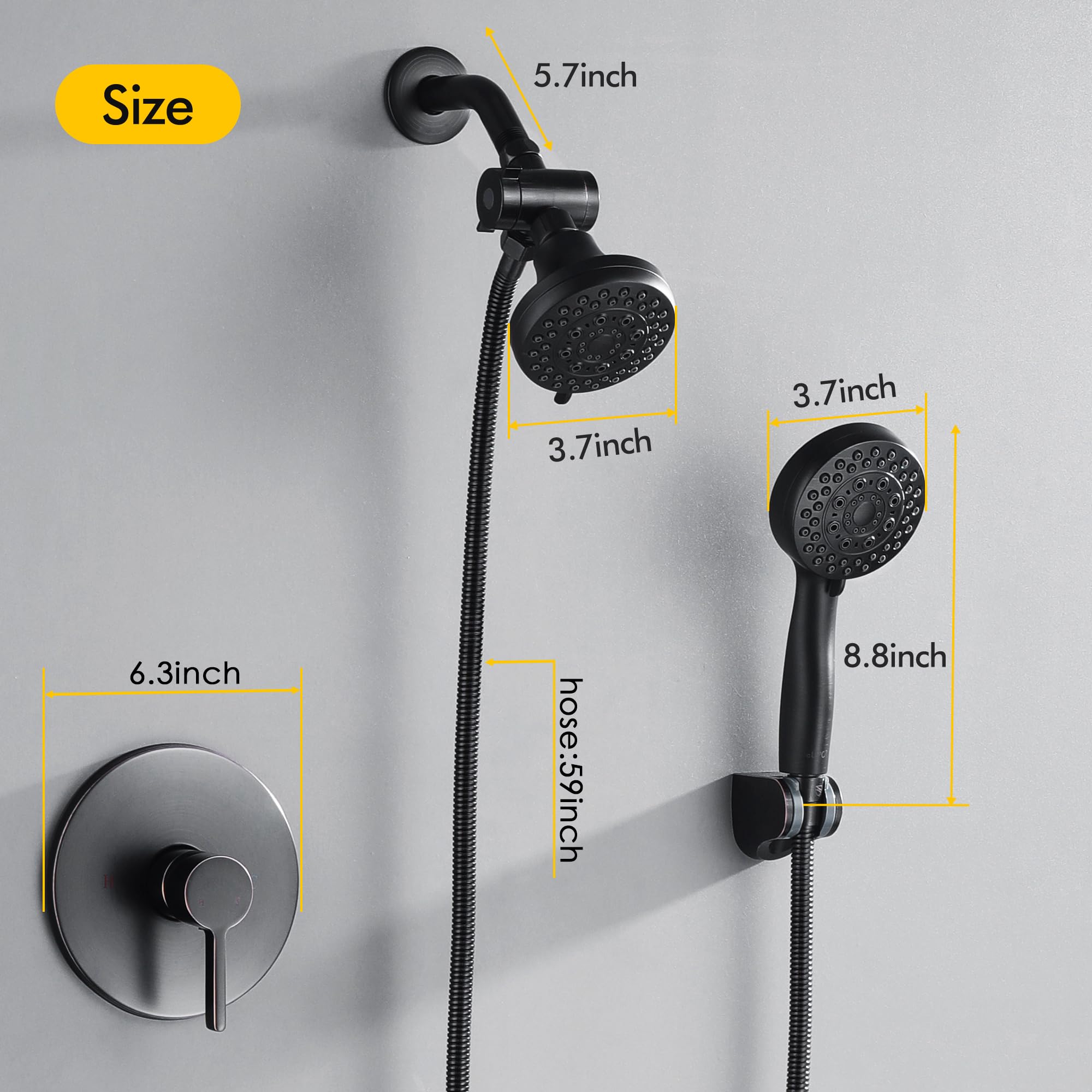 FRANSITON Shower Faucet System with Bathroom Spout Rain Shower Kit, High Pressure Handheld Shower Head Dual 2 in 1 Shower Combo Faucet Set with Valve Trim Kit Oil-Rubbed Bronze