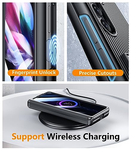 SPIDERCASE Designed for Samsung Galaxy Z Fold 5 Case,Built-in [Screen Protector] [Hinge Protection] [Kickstand] Full Body Heavy Duty Rugged Shockproof Case for Galaxy Z Fold 5 - Black
