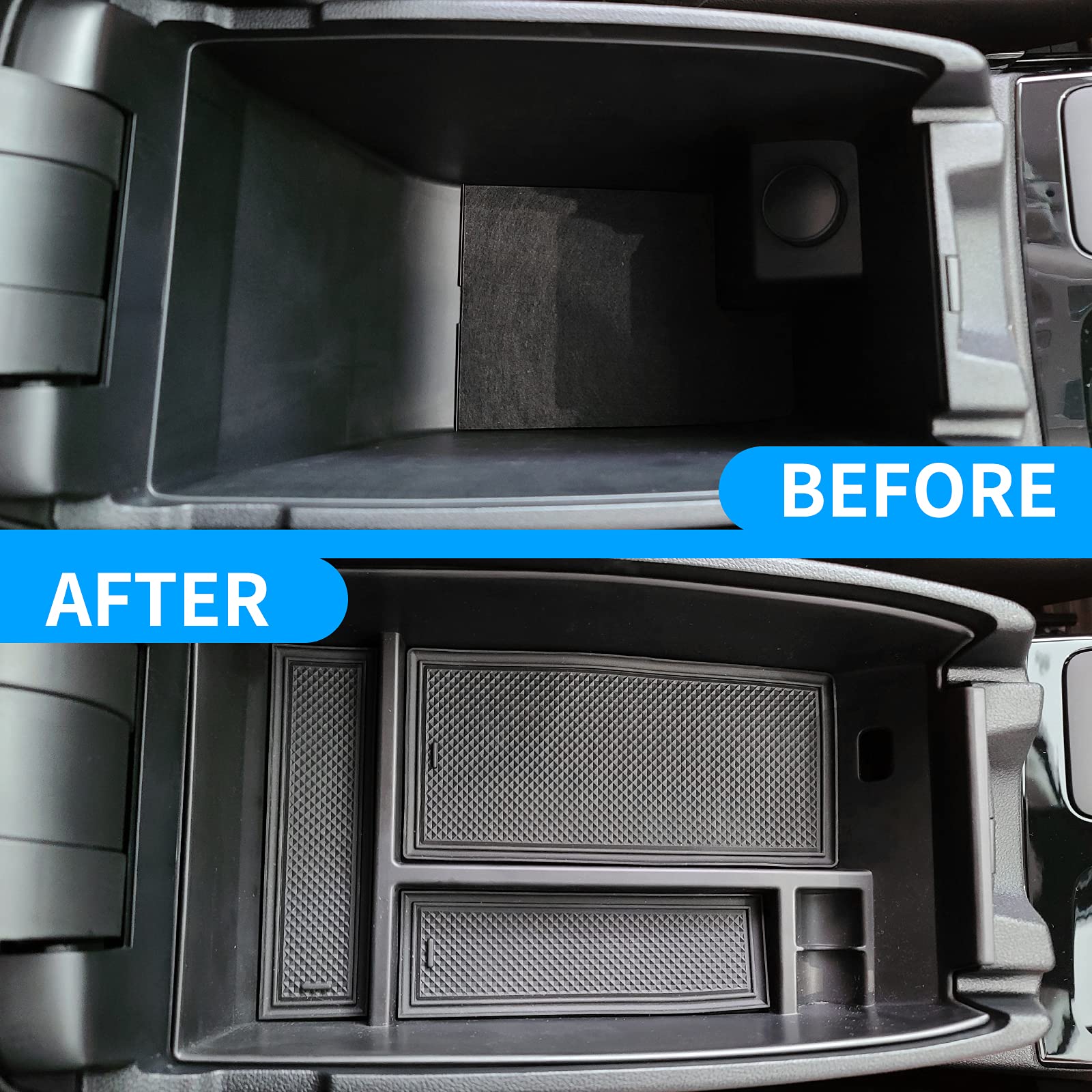 Bomely Center Console Organizer Compatible with Ford Escape 2020-2023 Bronco Sport Central Console Storage Box Armrest Insert Tray Accessories (ABS Silica Gel)