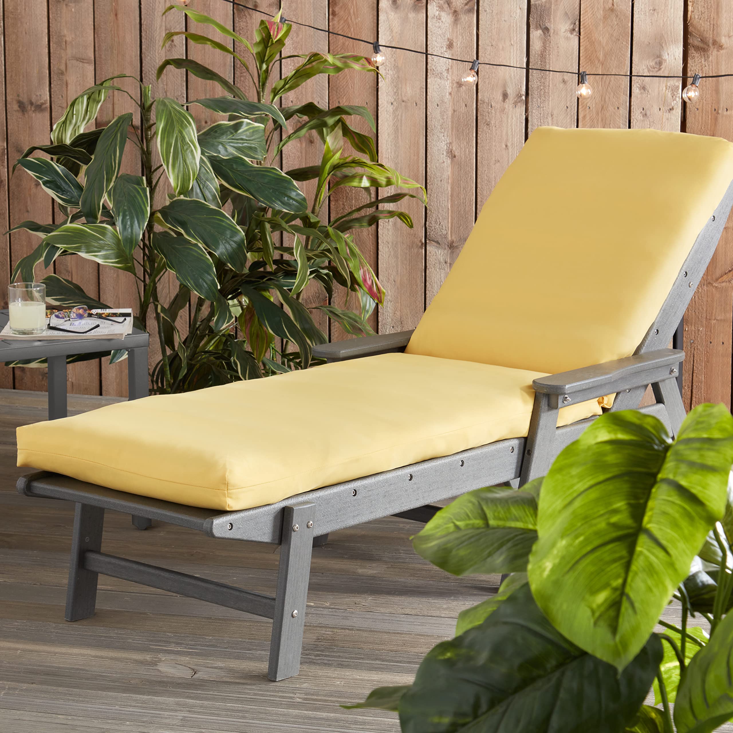 Greendale Home Fashions Outdoor Reversible Chaise Lounge Chair Cushion, Sunburst