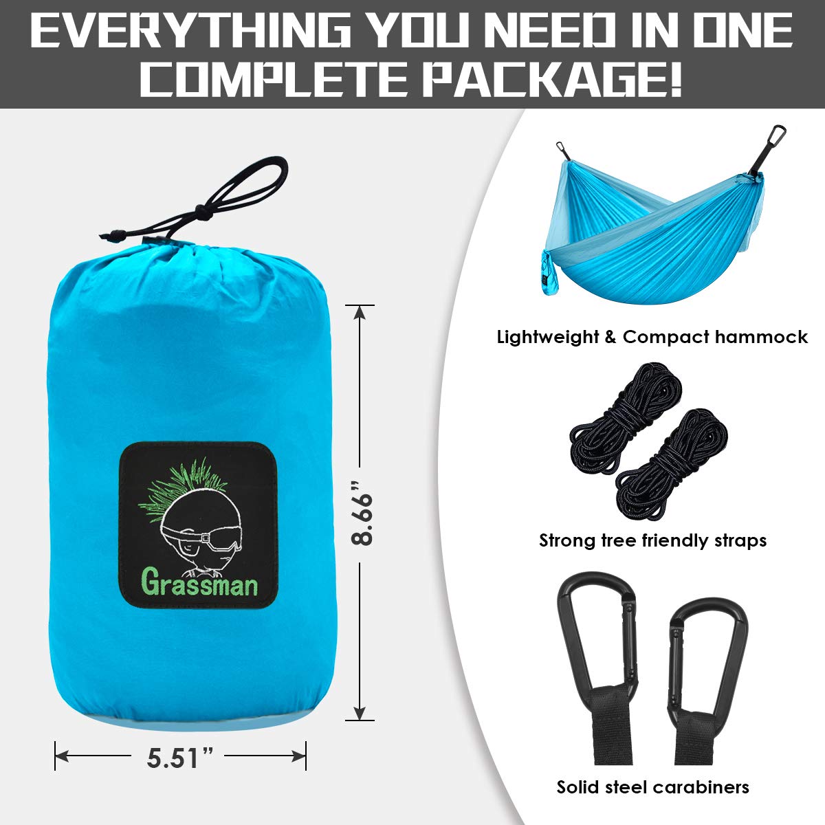 Camping Hammock Double Portable Hammock with Tree Ropes, Lightweight Nylon Parachute Hammocks Camping Accessories Gear for Indoor Outdoor Backpacking, Travel,Hiking, Beach