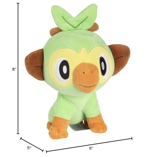 Pokemon 8" Grookey Plush Officially Licensed - Sword and Shield Starter Figure - Authentic Soft Stuffed Animal Toy - Valentine's Day & Easter Basket Stuffer Gift for Kids, Boys, Girls - 2+