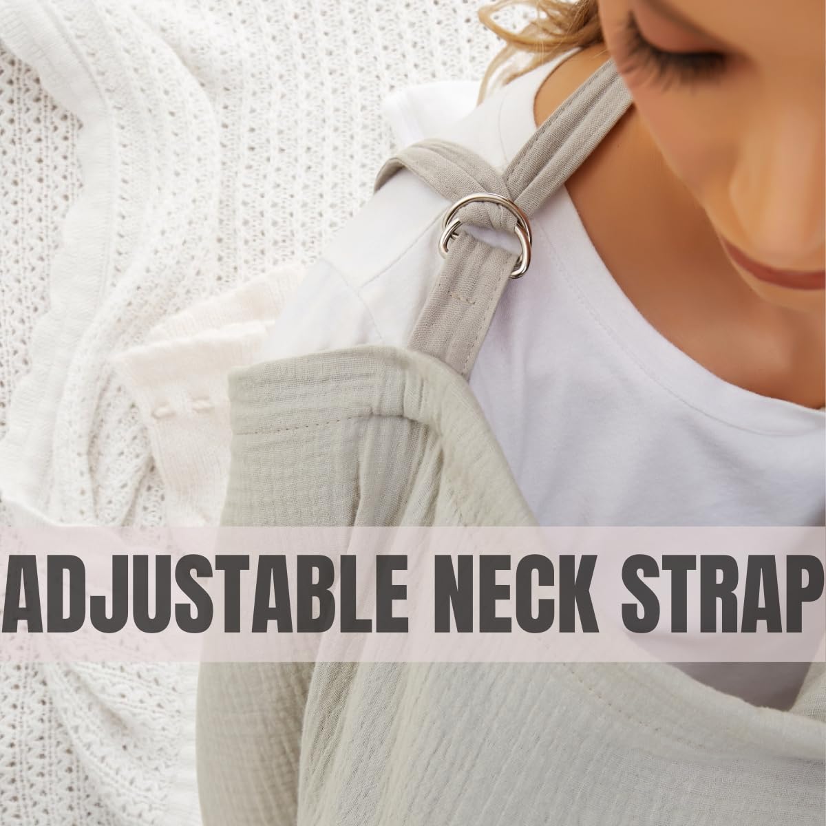 CCYLTL Muslin Nursing Cover for Breastfeeding - Privacy Breathable Breastfeeding Cover with Arch Neckline for Mom Muslin Cotton and Multi-use Adjustable Privacy Nursing Apron, Grey