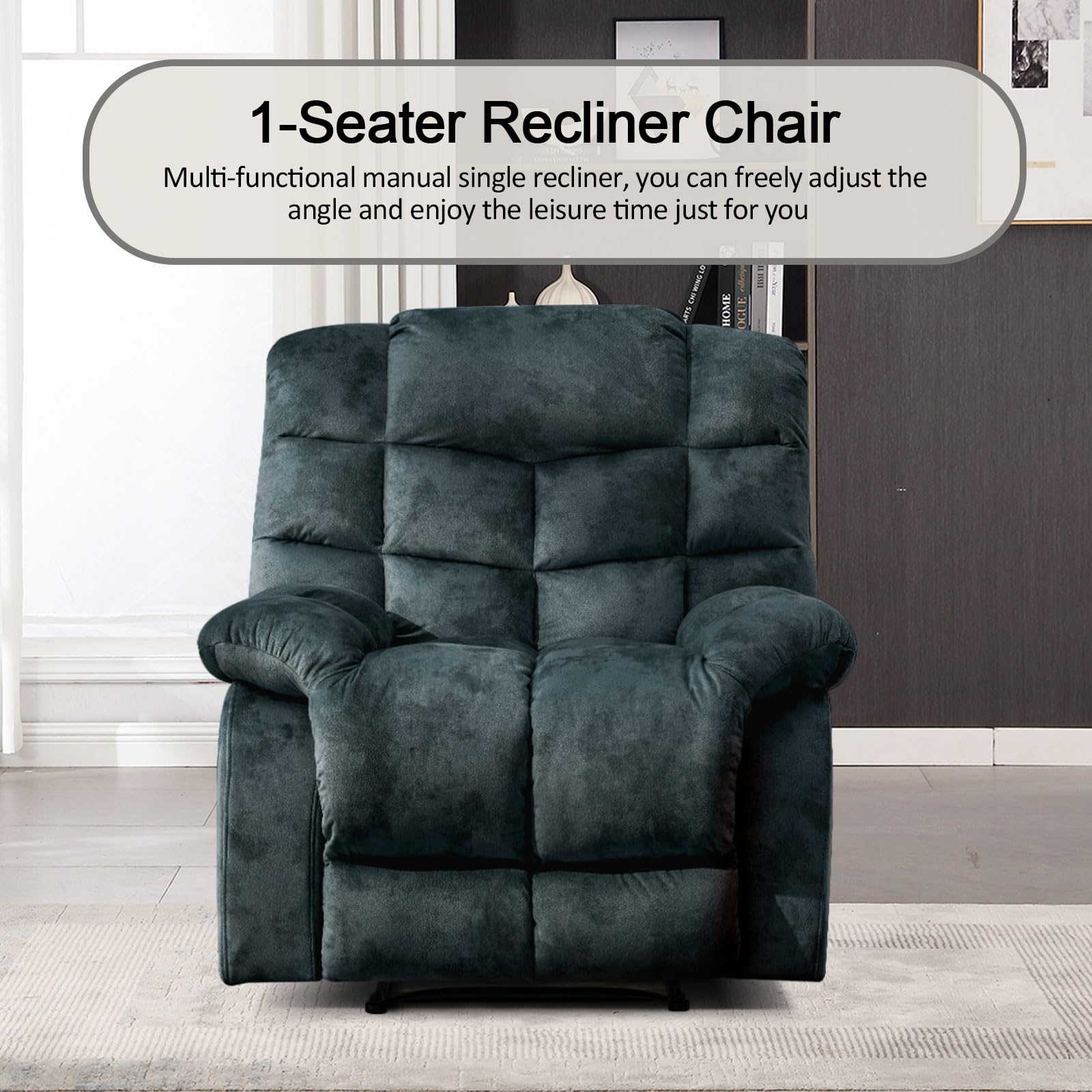 CANMOV Manual Reclining Sofa, 3 Seat Recliner Sofa with Armrest and Overstuffed Backrest, Couch Set for Living Room, Bedroom, Office, Grey