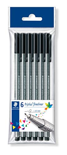 Staedtler Triplus Fineliner Tips - Pack of 6 Pack of 6, Black (334-9 PB6 ST)